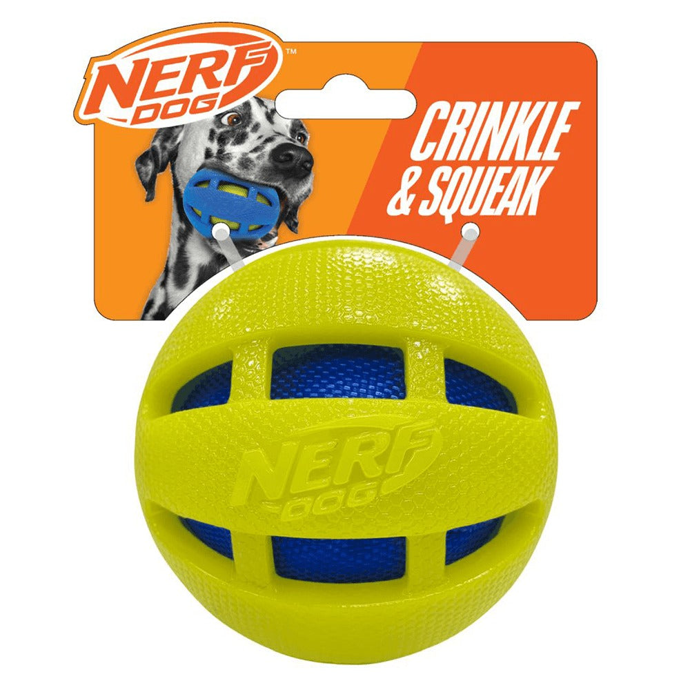 Nerf Dog Checker Squeak and Crunch Ball | Direct4Pet | Free Delivery