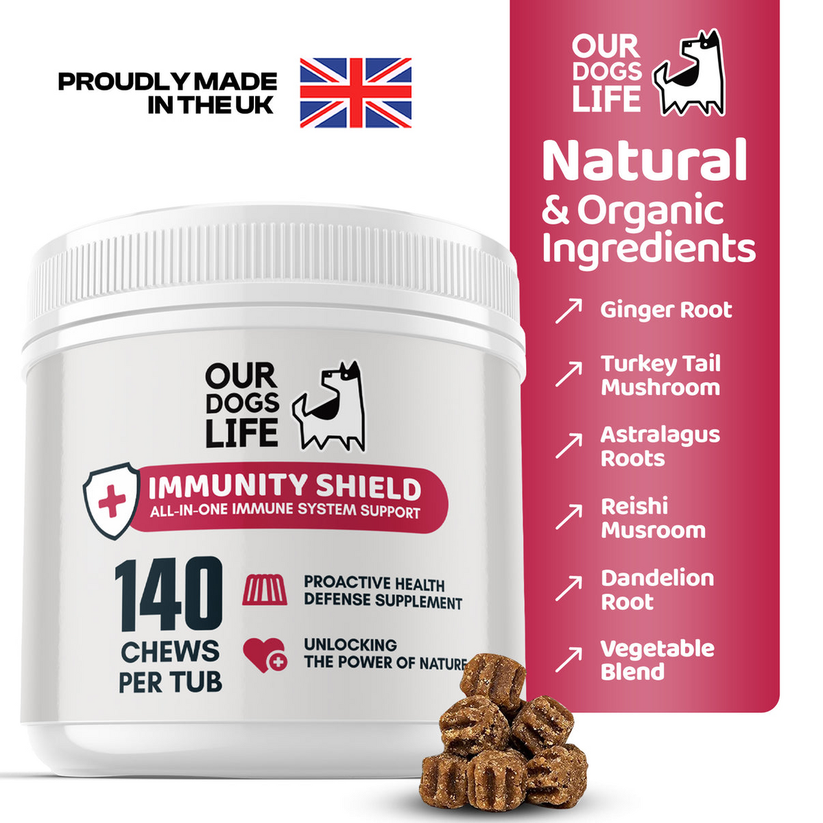 Our Dogs Life Immunity Shield - 140 Chews | Direct4Pet | Free Delivery